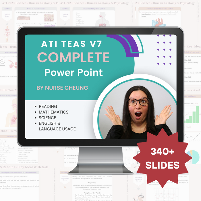 ATI TEAS V7 Complete PowerPoint Study Guide by Nurse Cheung | 340+ Sli