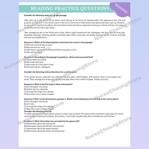 ATI TEAS 7 Reading Study Guide by NurseCheung - In-depth Review with 4